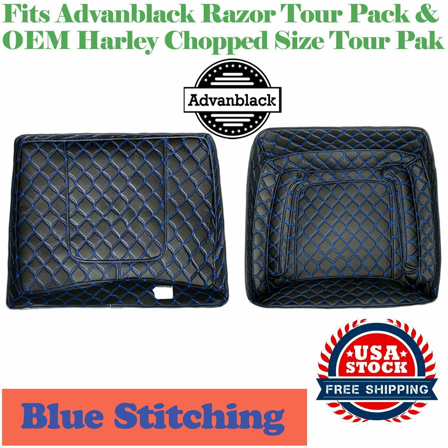 Advanblack Tour Pack Liners Blue Thread Stitching Touring Pak Inserts ...