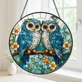 Colorful Owl Ceramic Ornament with Stained Glass Look, Blue Bird Couple ...