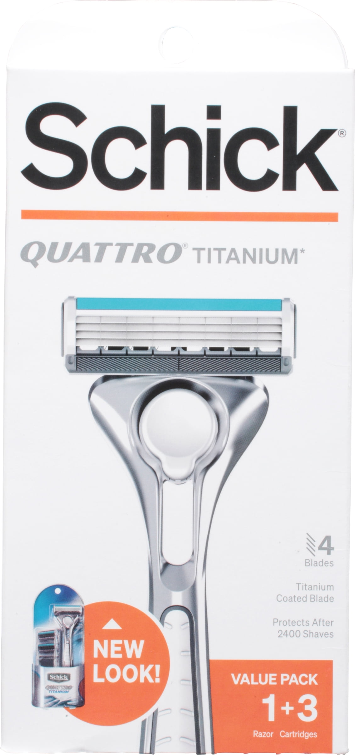 Schick Quattro Titanium Razor Value Pack, 1 Handle, 3 Refills - Walmart.com