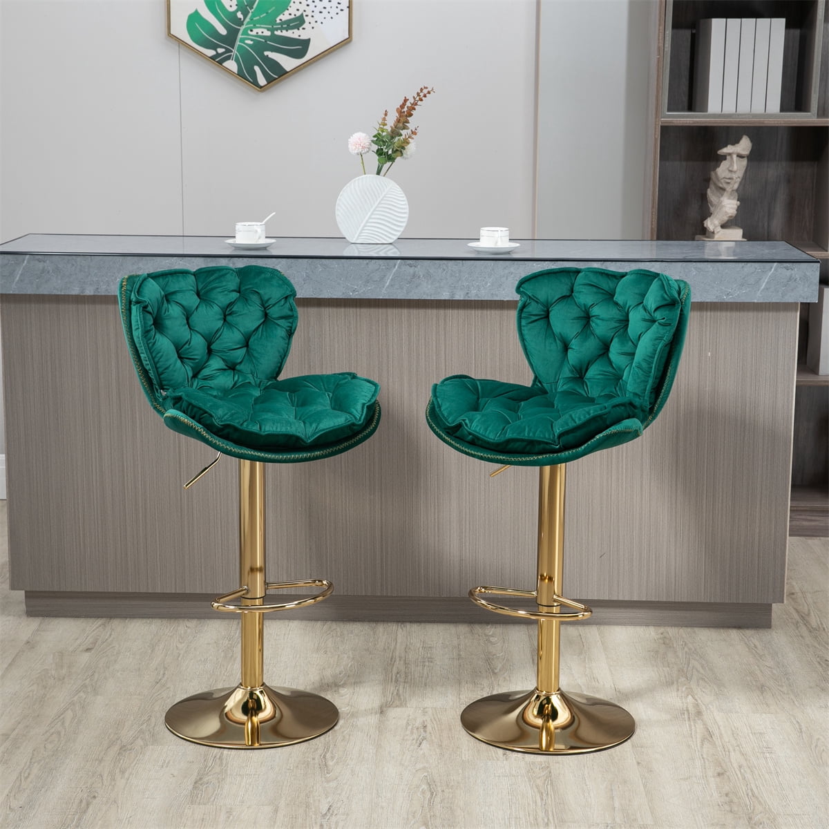 Bar Stools Set of 2, Counter Height Dining Chairs with Back and ...