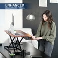 VIVO Adjustable 42" Standing Desk Monitor Riser, Dark Walnut Top, Black ...