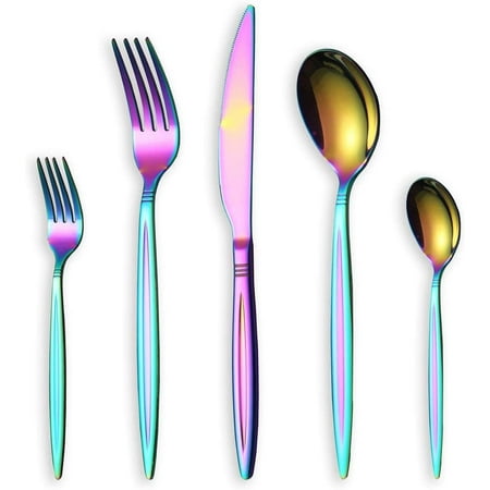 Silverware Flatware Set, 30 Piece Colorful Set, Stainless Steel ...