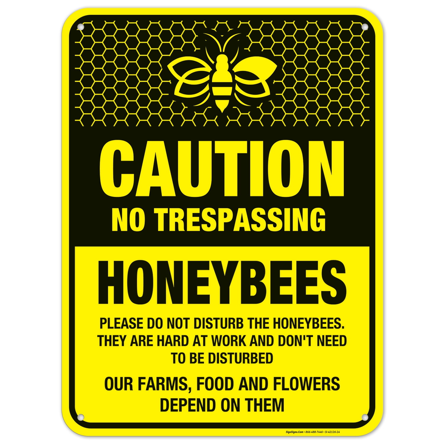 Bee Sign, Caution No Trespassing Honeybees at Work Sign, - Walmart.com