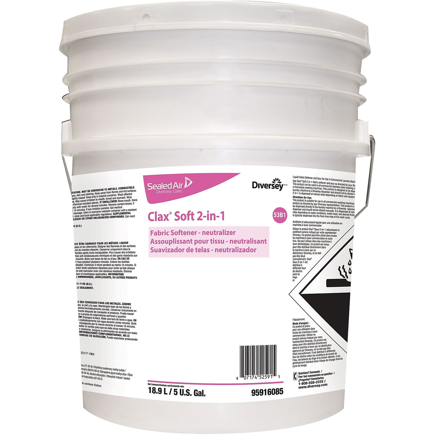 Diversey Clax Soft 2-in-1 53B1 Premium Combined 95916085 - Walmart.com