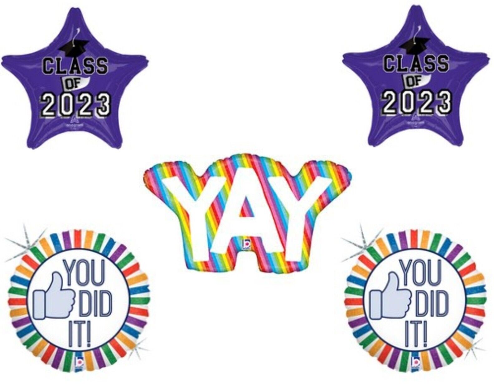 YAY! Class of 2023 Purple Stars You Did It Graduation Party Balloons ...