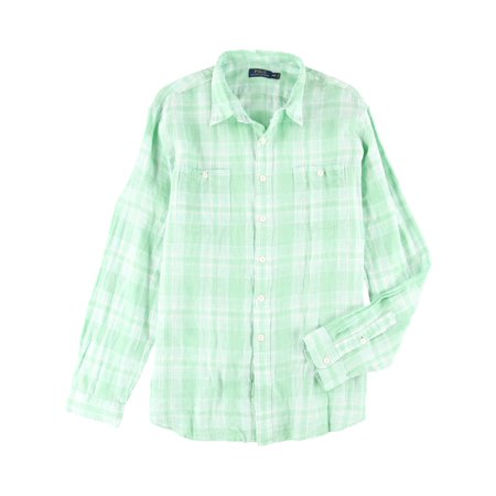 Ralph Lauren Mens Lightweight Work Button Up Shirt, Green, Small ...