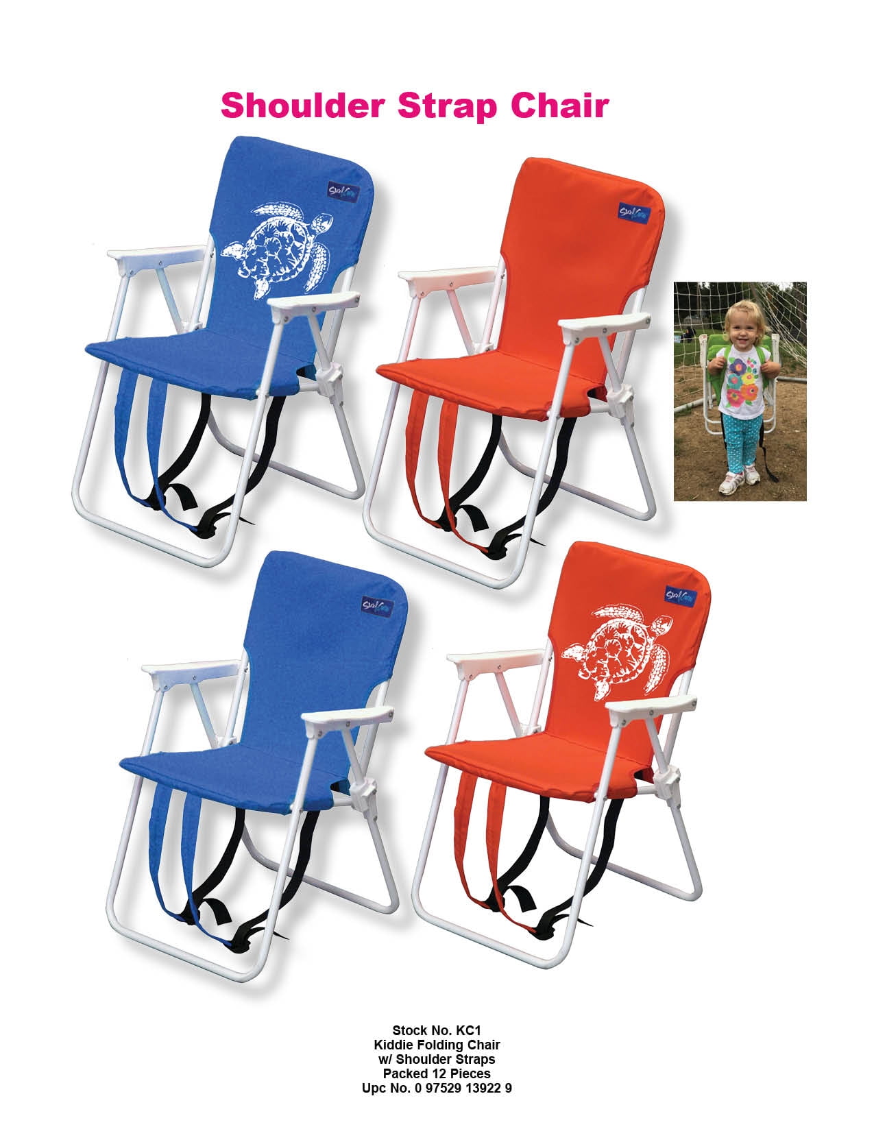 Surfgear-Kiddie Chair with Shoulder Straps. Comes in Blue, Green and ...