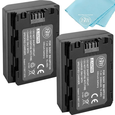 BM Premium 2 Pack of NP-FZ100 Batteries for Sony Alpha 9, Sony A9, Sony ...