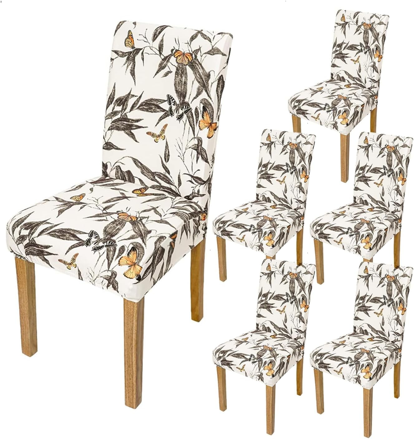 Chair Covers for Dining Room 6 Pack, Butterfly Stretchable Dining ...