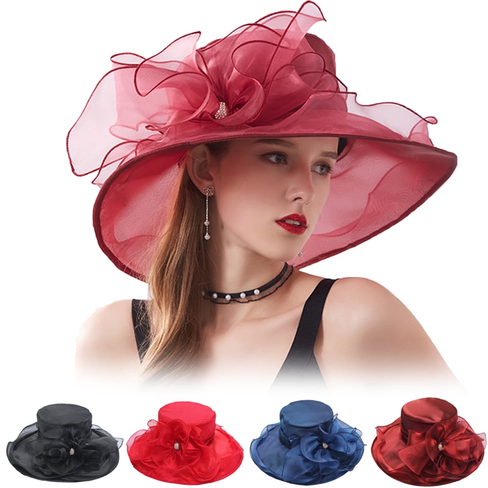 Sunjoy Tech Women's Fashion Hat Foldable Floral Organza Ladies ...