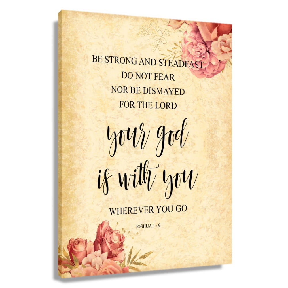 Floral Bible Verse Poster Joshua 1 9 Painting Canvas Print Wall Artwork ...