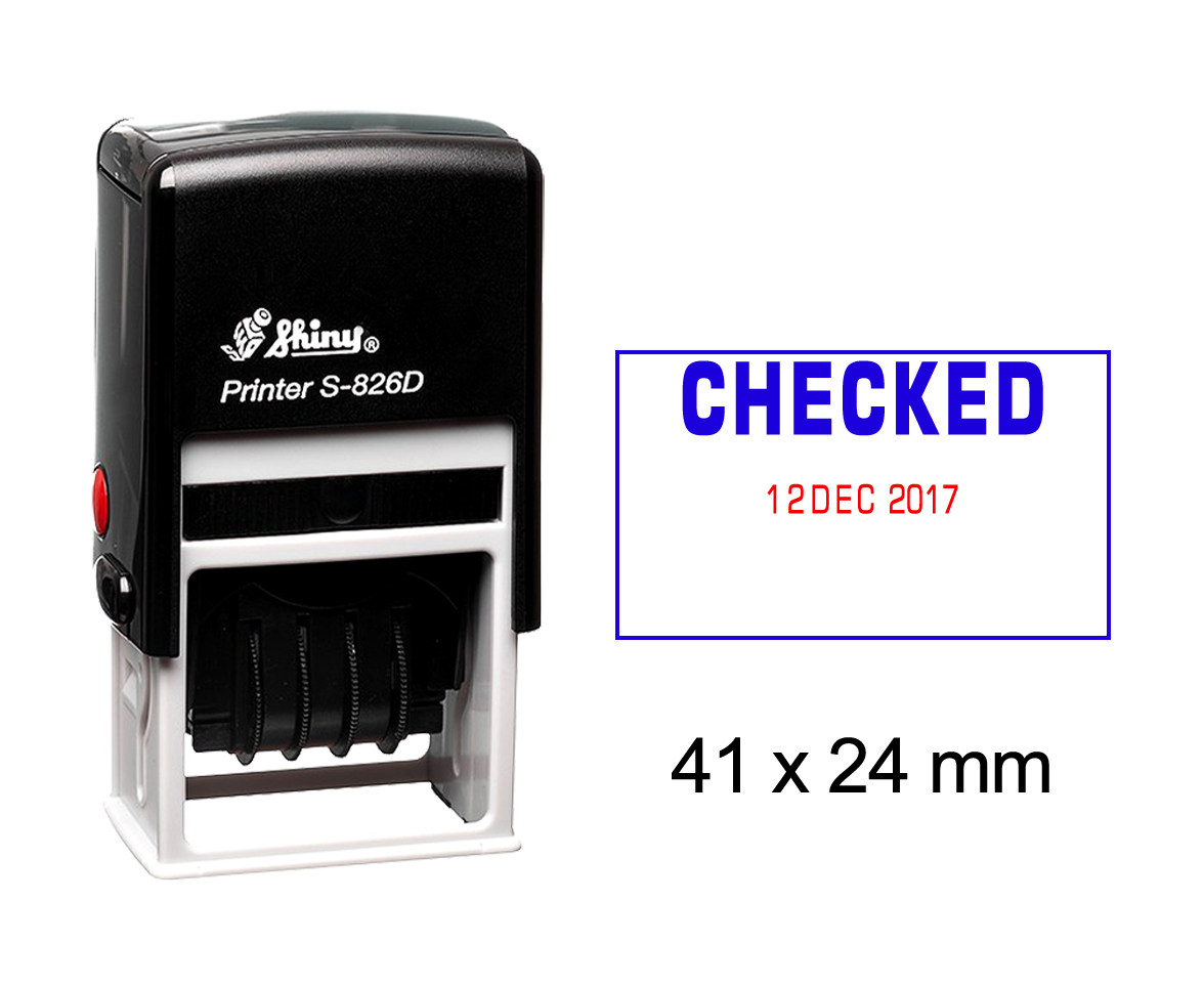 Self Inking Shiny Date Stamp With Checked Text Ofiice Stationery Rubber ...