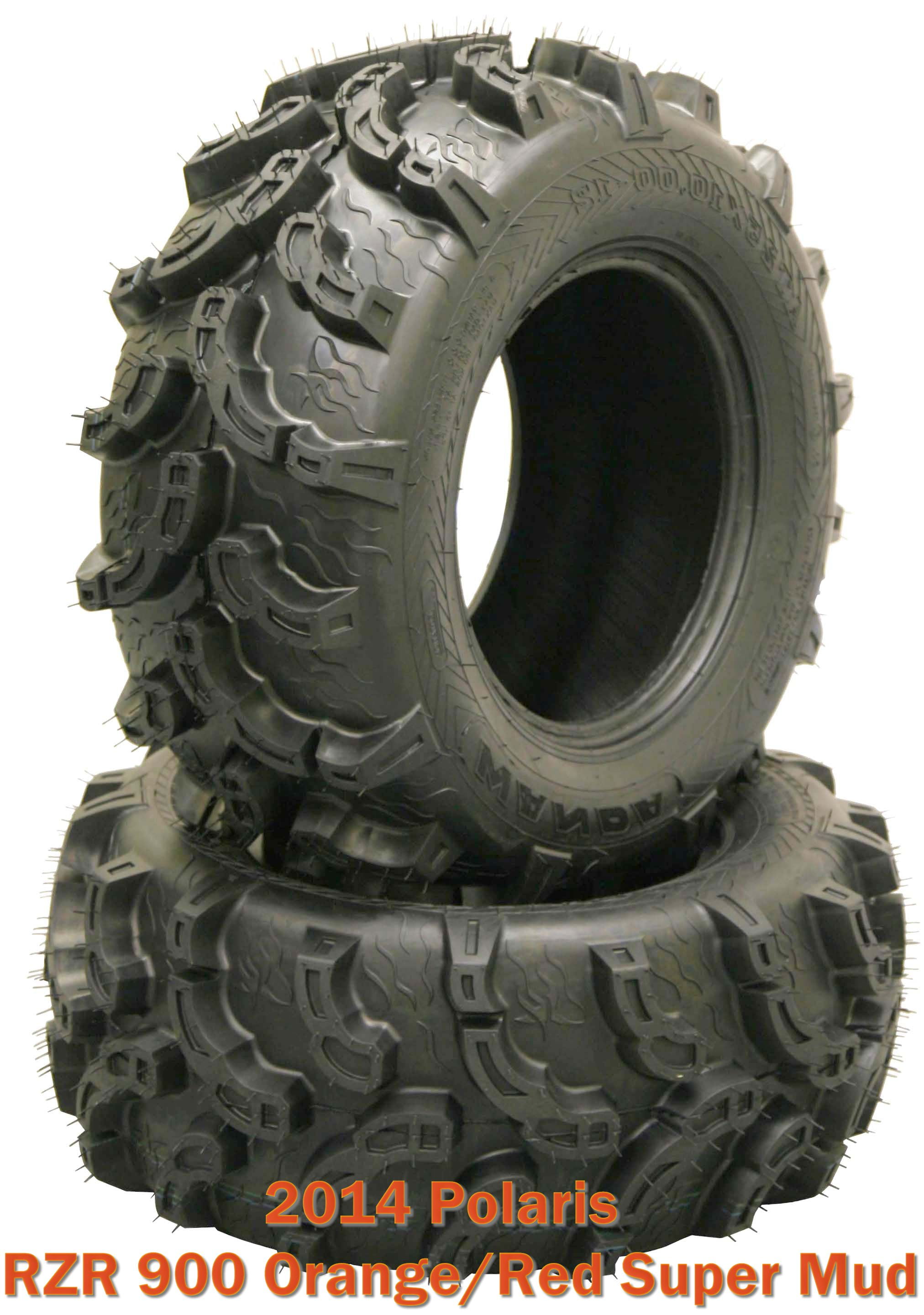 (2) 27x12-12 ATV Front Tire Set for 2014 Polaris RZR 900 Orange/Red ...