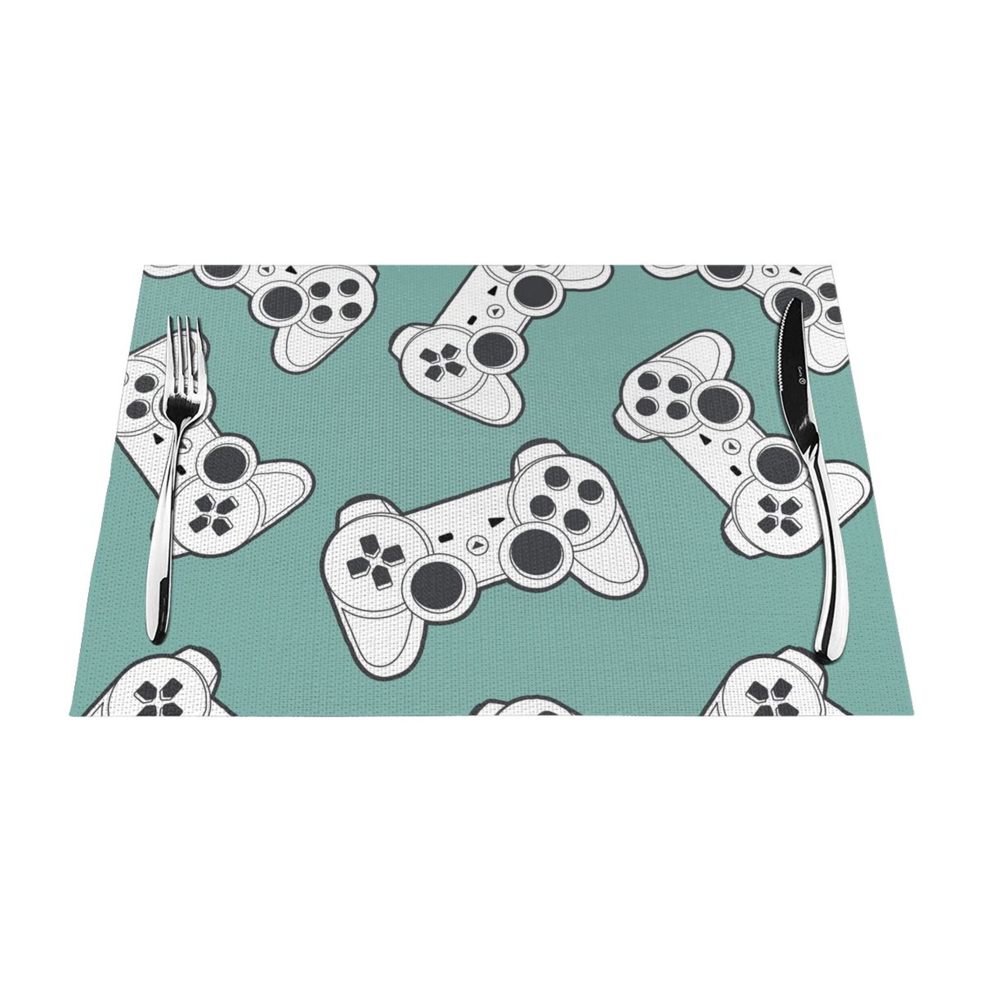XMXY Woven Placemats Set of 4 PCS, Green Game Cartoon Controller Table ...