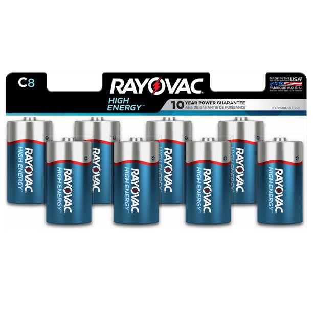 Rayovac High Energy C Batteries (8 Pack), Alkaline C Cell Batteries ...