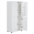 Tall Wide Freestanding Bathroom Storage Cabinet, 4 Louvered Doors ...