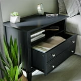 Ameriwood Eclectic Boho Nightstand and Bedside Accent Side Table with 2 Drawers, Black - Walmart.com