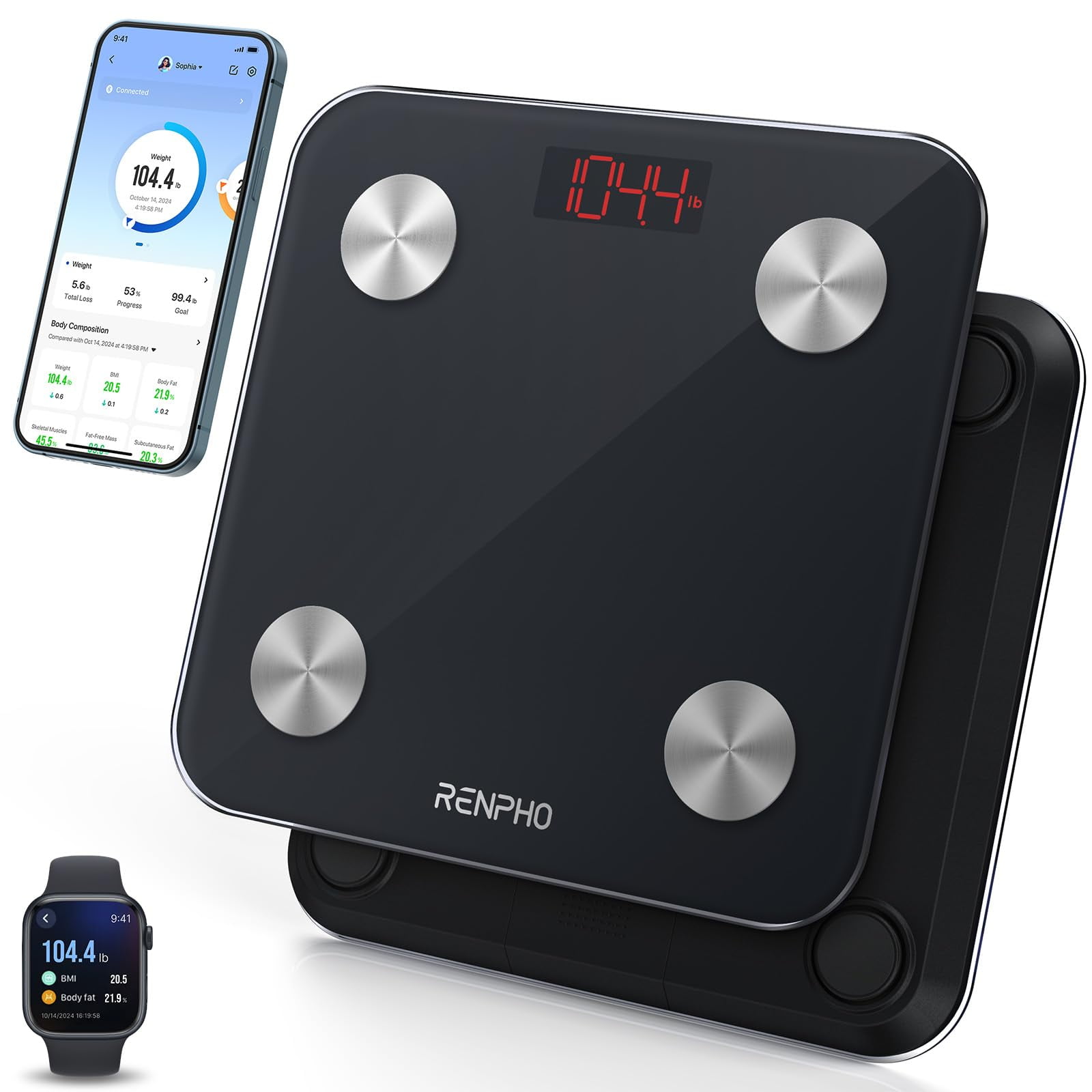 Báscula inteligente RENPHO Elis Bluetooth BMI Sync 180 kg | Walmart en ...