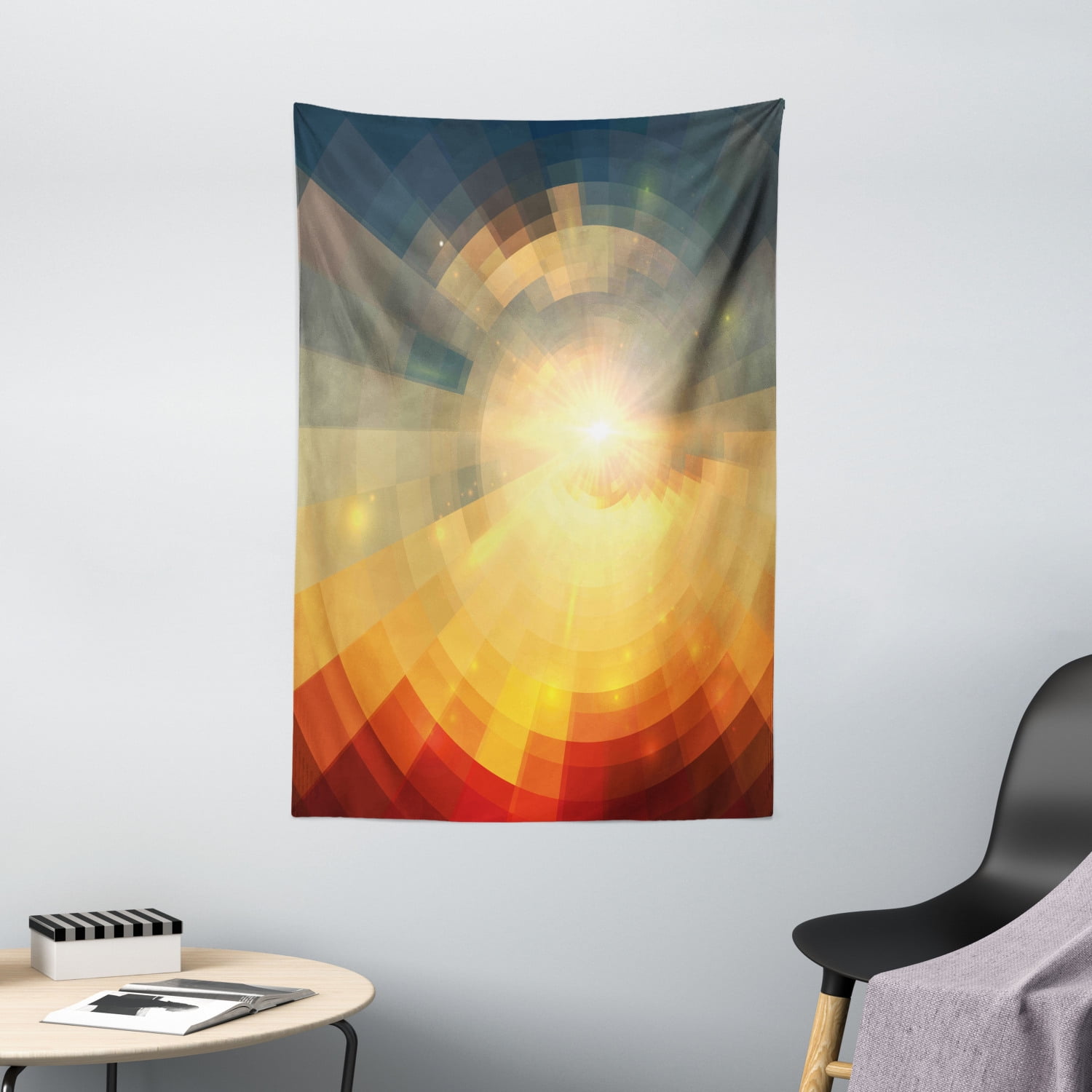 Abstract Tapestry, Sunrise Sunbeams with Clear Sky Horizon Vector Image ...