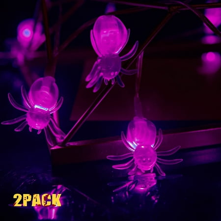 2 Pack Halloween Spider String Lights - 30 Purple Spider Lights 11.5 ...