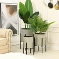 HomeStock Modern Marvel Set Of 3 Gray And Gold Metal Cachepot Planters ...