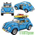 1167pcs Technical Blue Beetle Camper Car Building Blocks Model Creative ...