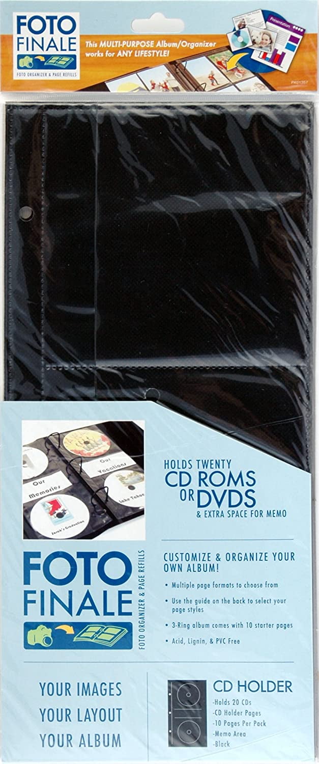 Pinnacle 2-Opening Black CD Pocket Binder or Scrapbook Refill Sheets ...