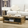 HOMCOM Vintage Rustic Coffee Table with Storage for Living Room, Brown ...