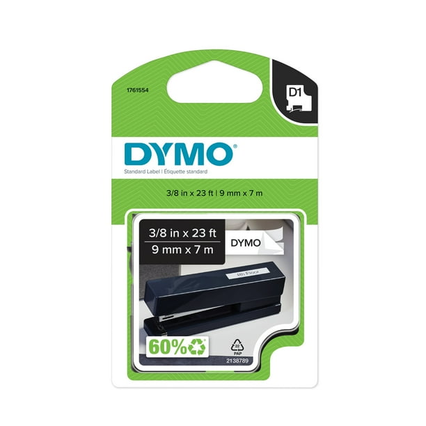 DYMO D1 Labels For LabelManager Label Makers, Black Print on White Tape, 3/8-Inch x 23-Foot Roll ...