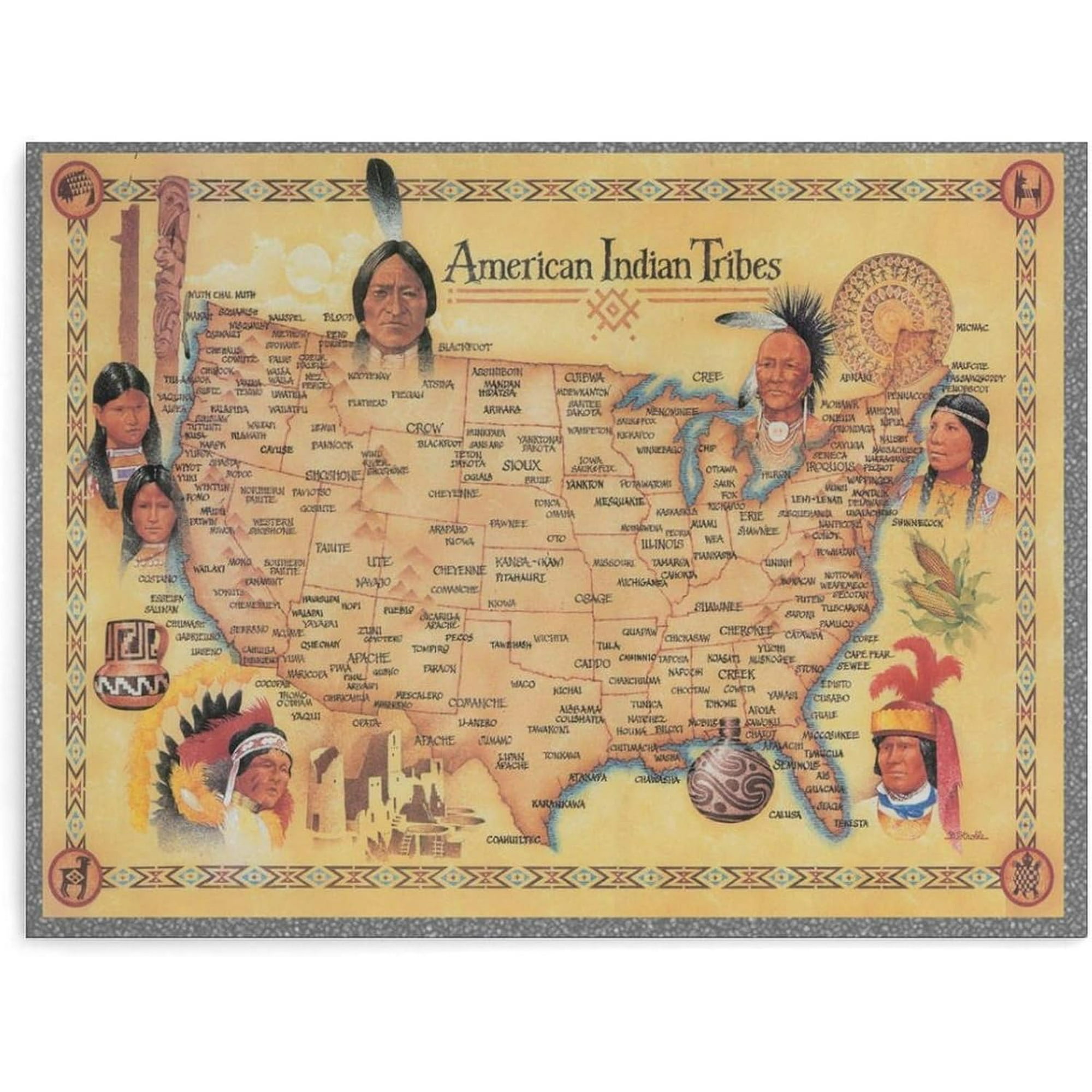 Click here for Pphaosho Native American Tribes Map Poster Framele... prices