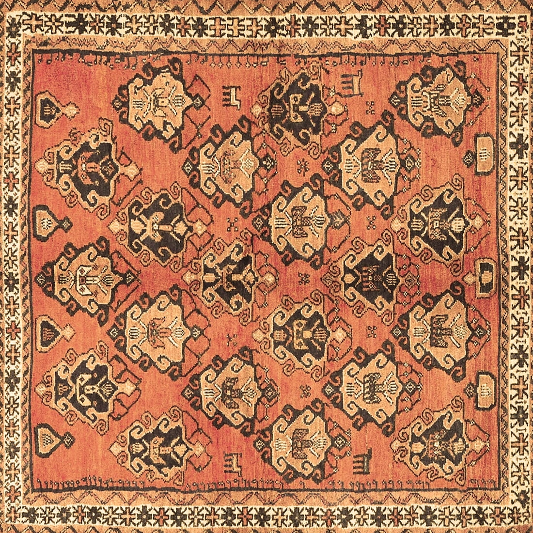 Ahgly Company Indoor Square Persian Brown Traditional Area Rugs, 7 ...