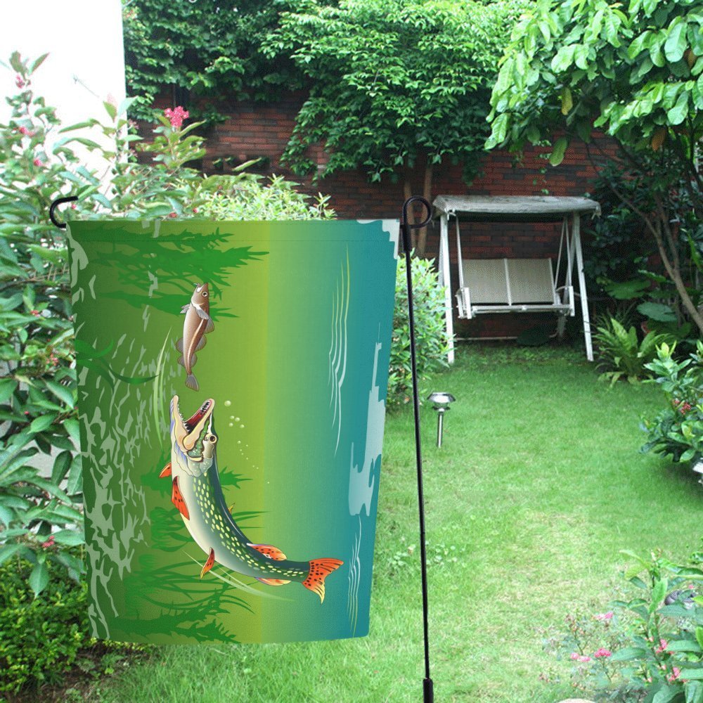 MYPOP Huge Pike Attacks Small Fish Garden Flag For Patio, Lawn and ...