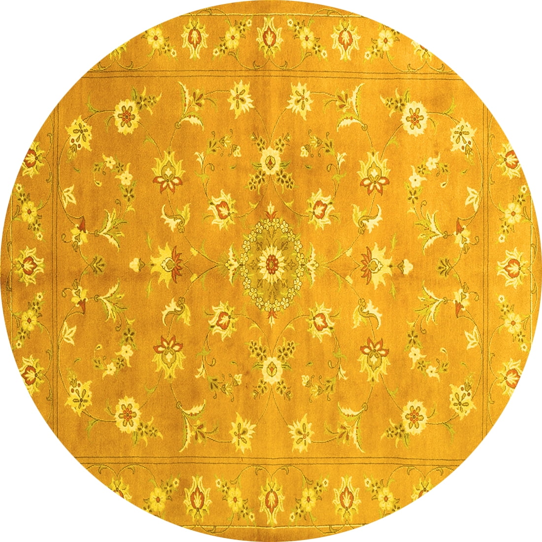 Ahgly Company Indoor Round Abstract Yellow Contemporary Area Rugs, 8 ...