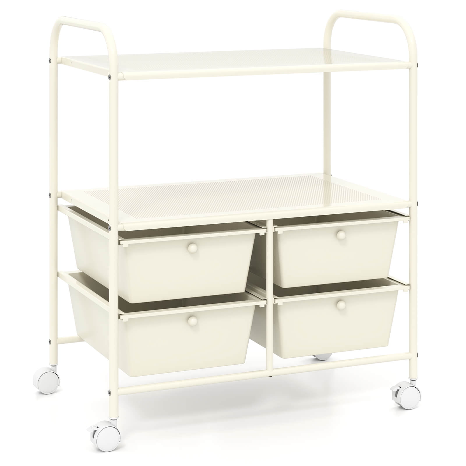 Click here for Costway Rolling Storage Cart With 4 Drawers & 2 Sh... prices
