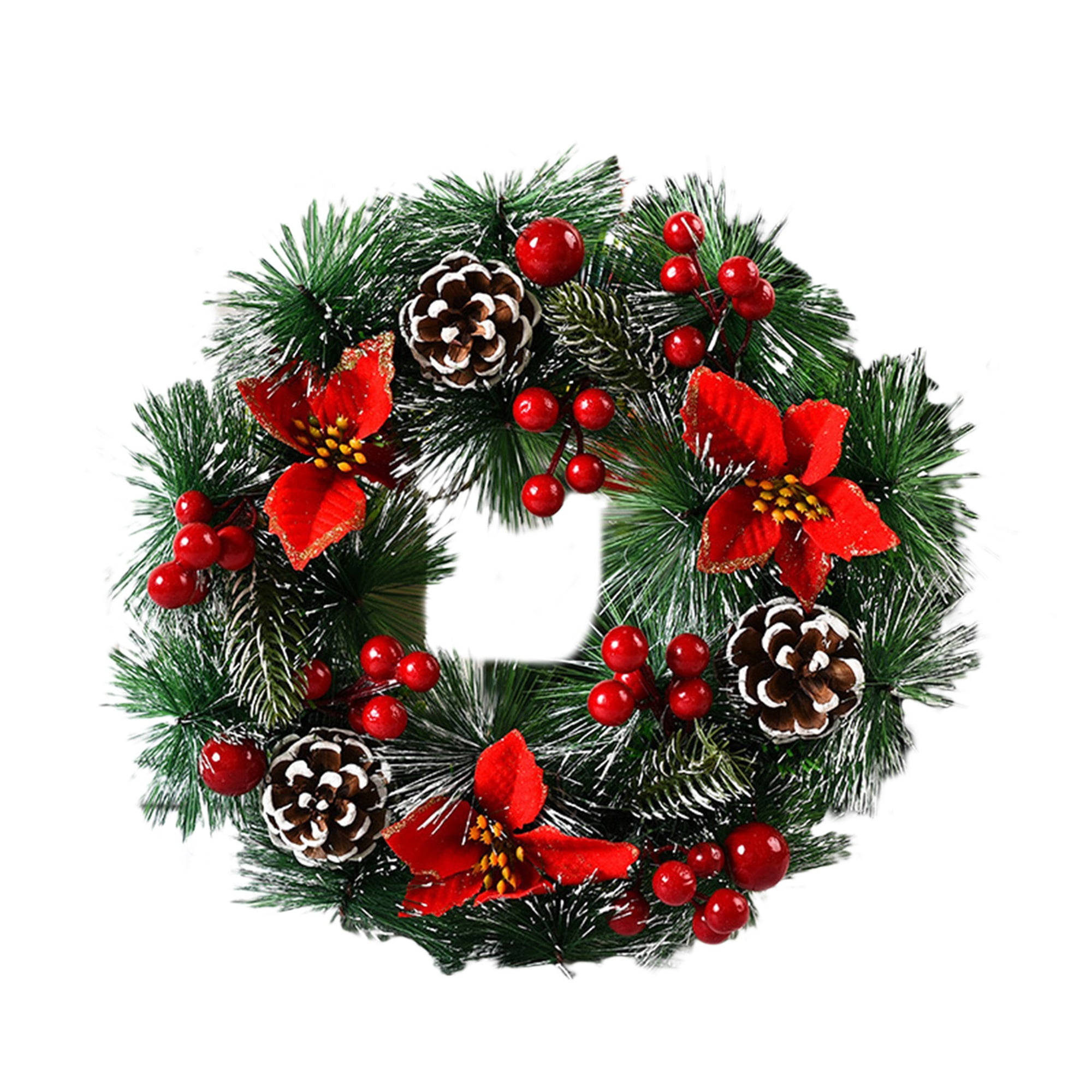 SAYOO Christmas Household Decorative Garland, Simulation Leaves Wreath Bow Rattan Hoop Festival ...