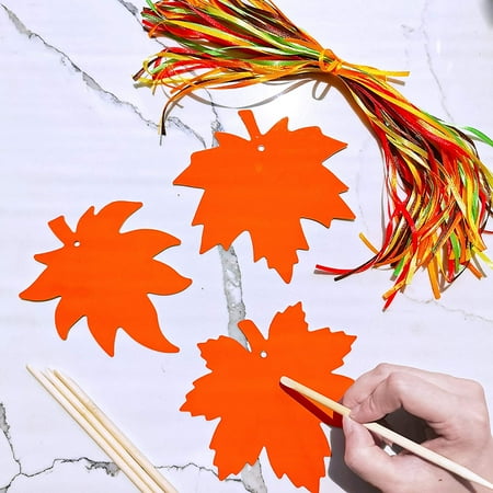 72 Sets Magic Color Scratch Fall Leaf Ornaments Craft Kit Scratch Art ...