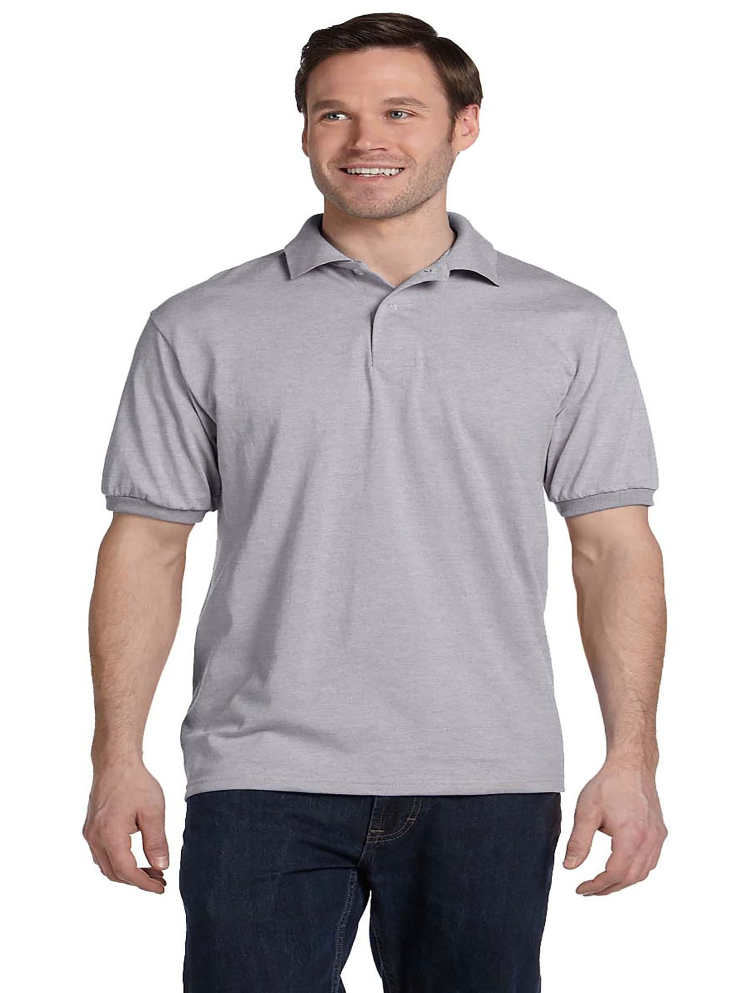 Hanes Men's Comfortblend Ribbed Knit Cuffs Collar Polo Shirt, Style ...