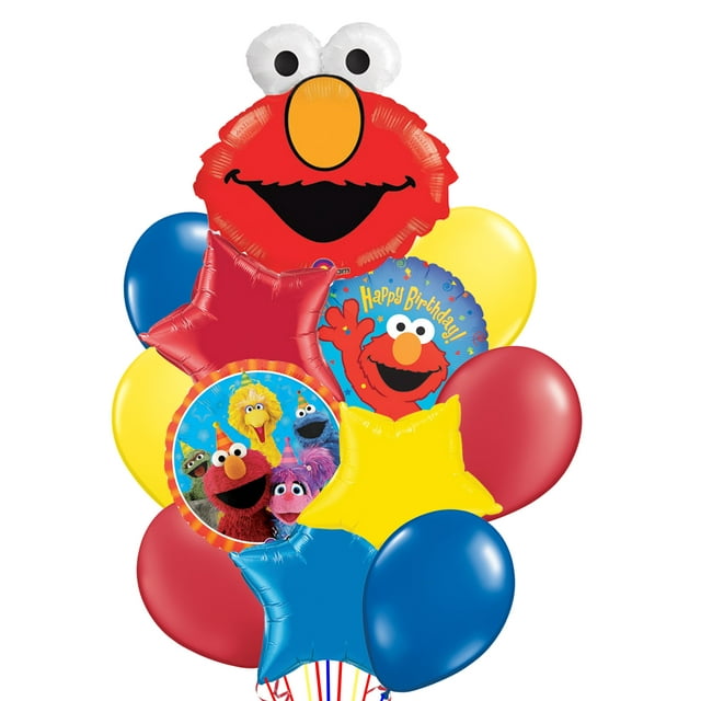 Elmo Sesame Street Party Balloon Bouquet Set 12 Piece Mylar and Latex ...