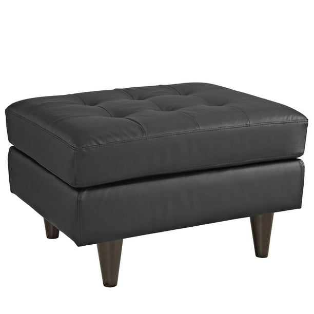 Modern Contemporary Leather Ottoman, Black Leather - Walmart.com ...