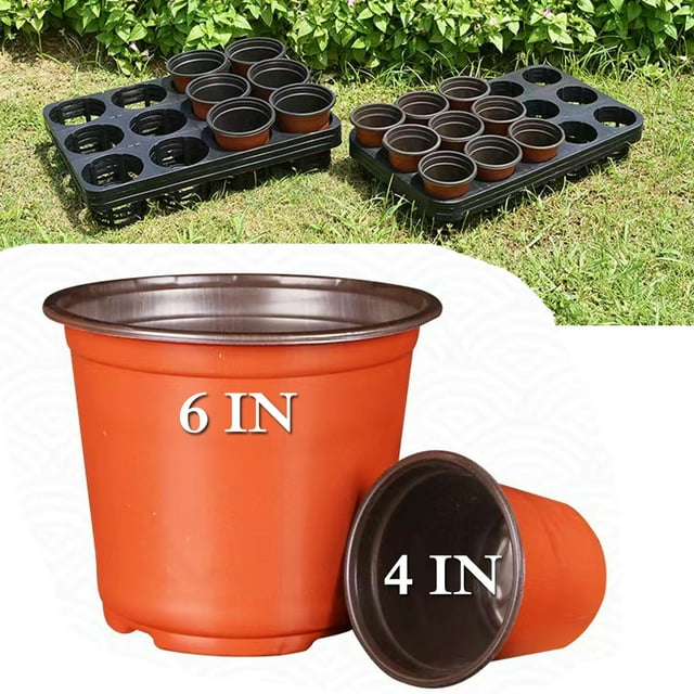 4/6" Plastic Plant Pots with Plant Labels, Seedling Flower Plant ...