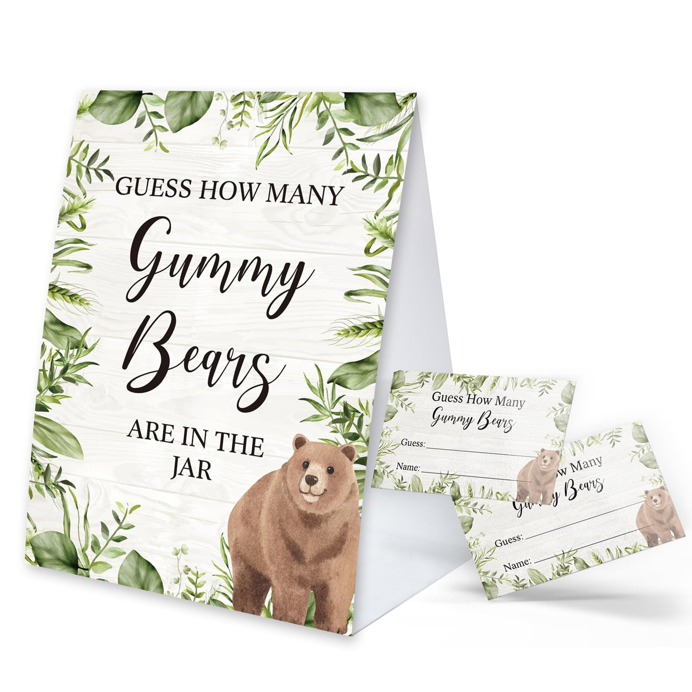 Gummy Bear Guessing Game for Baby Showers, 50 Fun Cards and Sign ...