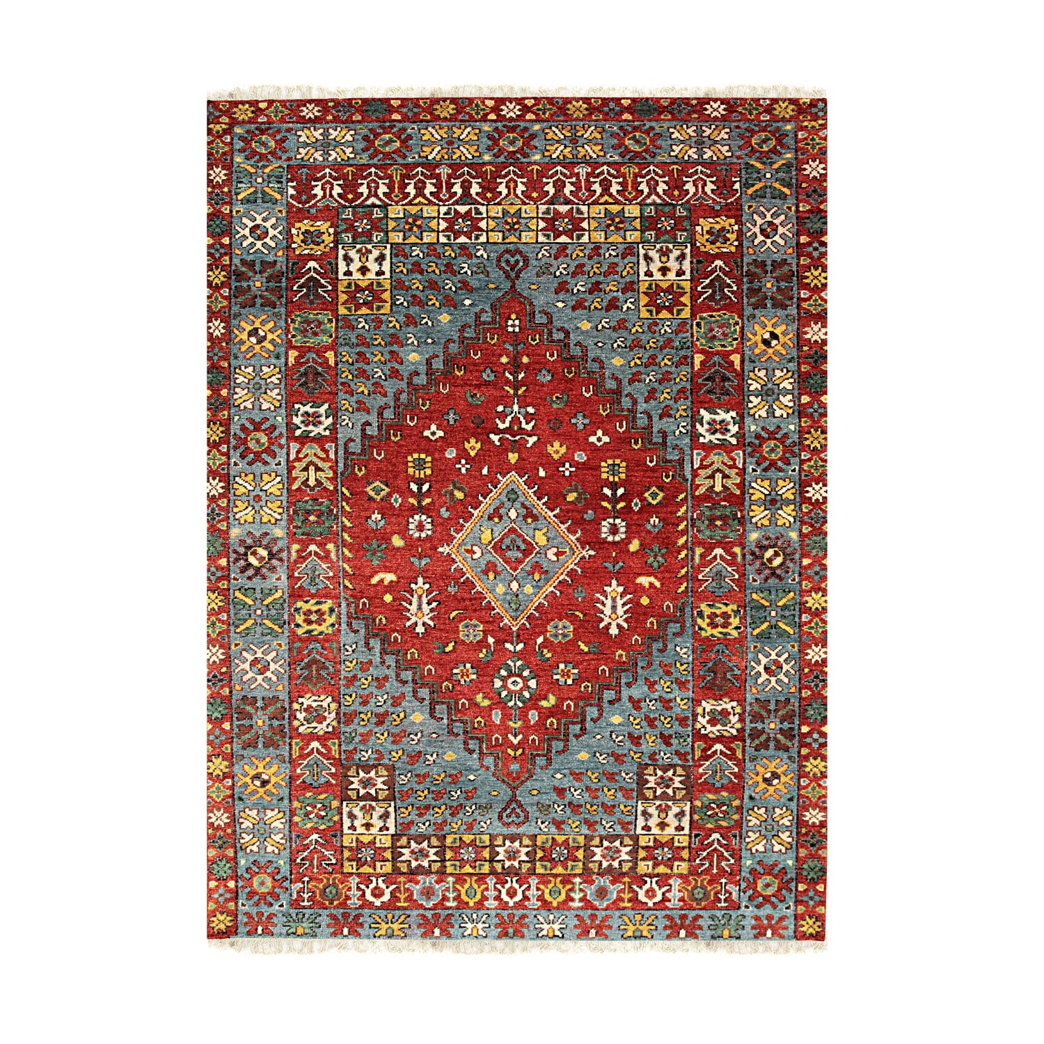 EORC KR105RD8X10 8 x 10 ft. Traditional Knot Area Rug, Red - Walmart.com