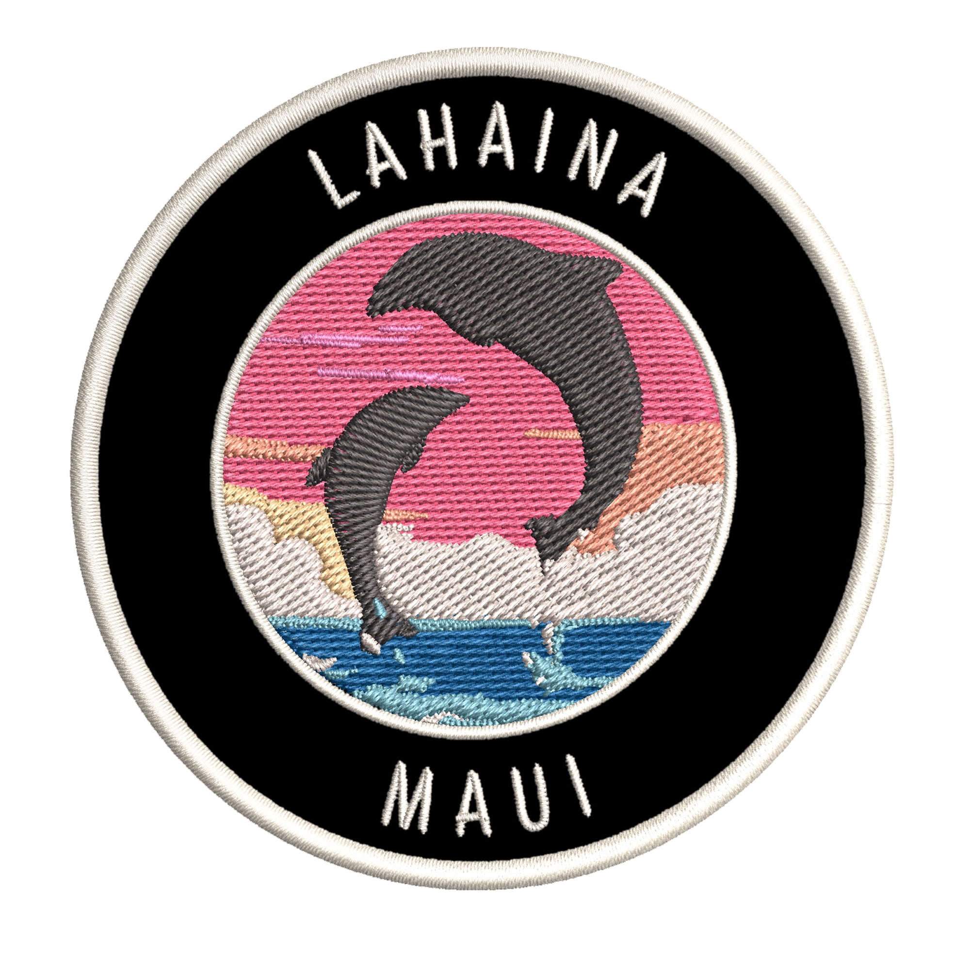 Lahaina, Maui Dolphin Sunset 3.5 Inch Iron Or Sew On Embroidered Fabric ...