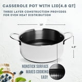 Lexi Home 4.8QT Diamond Tri-Ply NonStick Casserole Pot Oven Safe ...