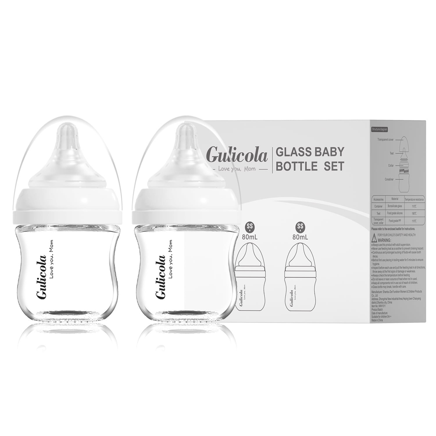 Natural Glass Baby Bottles Set 2 Pack, Newborn Boy Breastfeeding ...