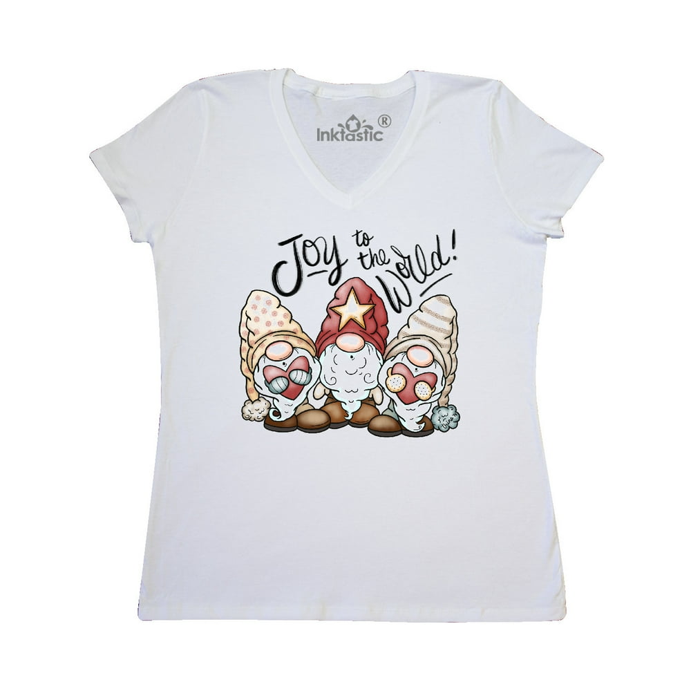 Inktastic Inktastic Joy To The World Christmas Gnomes Adult Womens V Neck T Shirt Female