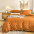 Move Over 3 Pieces Rust Ruffle Bedding Sets Washed Microfiber Ruffled ...