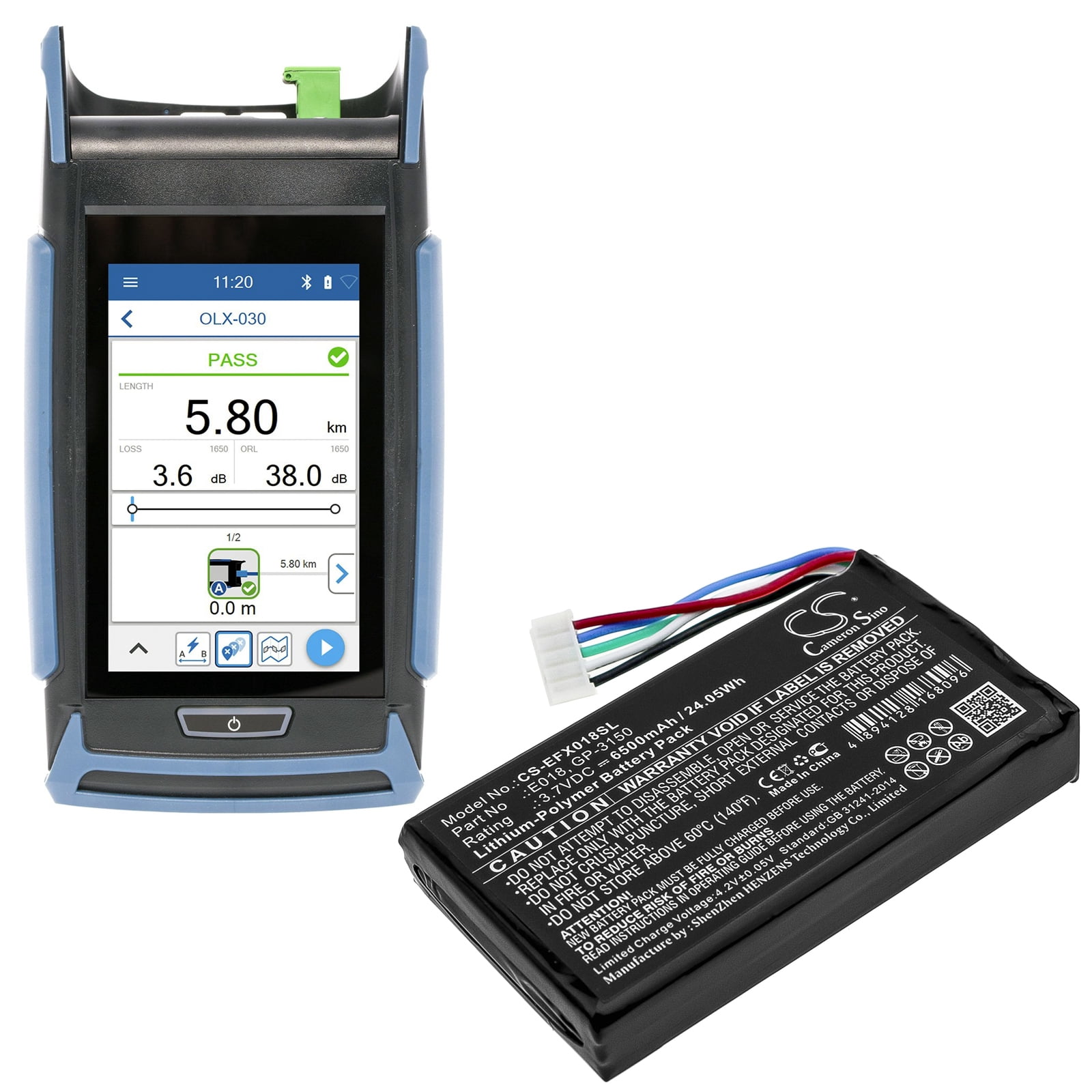 6500mAh EXFO GP-3150 E018 Battery for OX1 OX1 Optical Fiber Multimeter ...