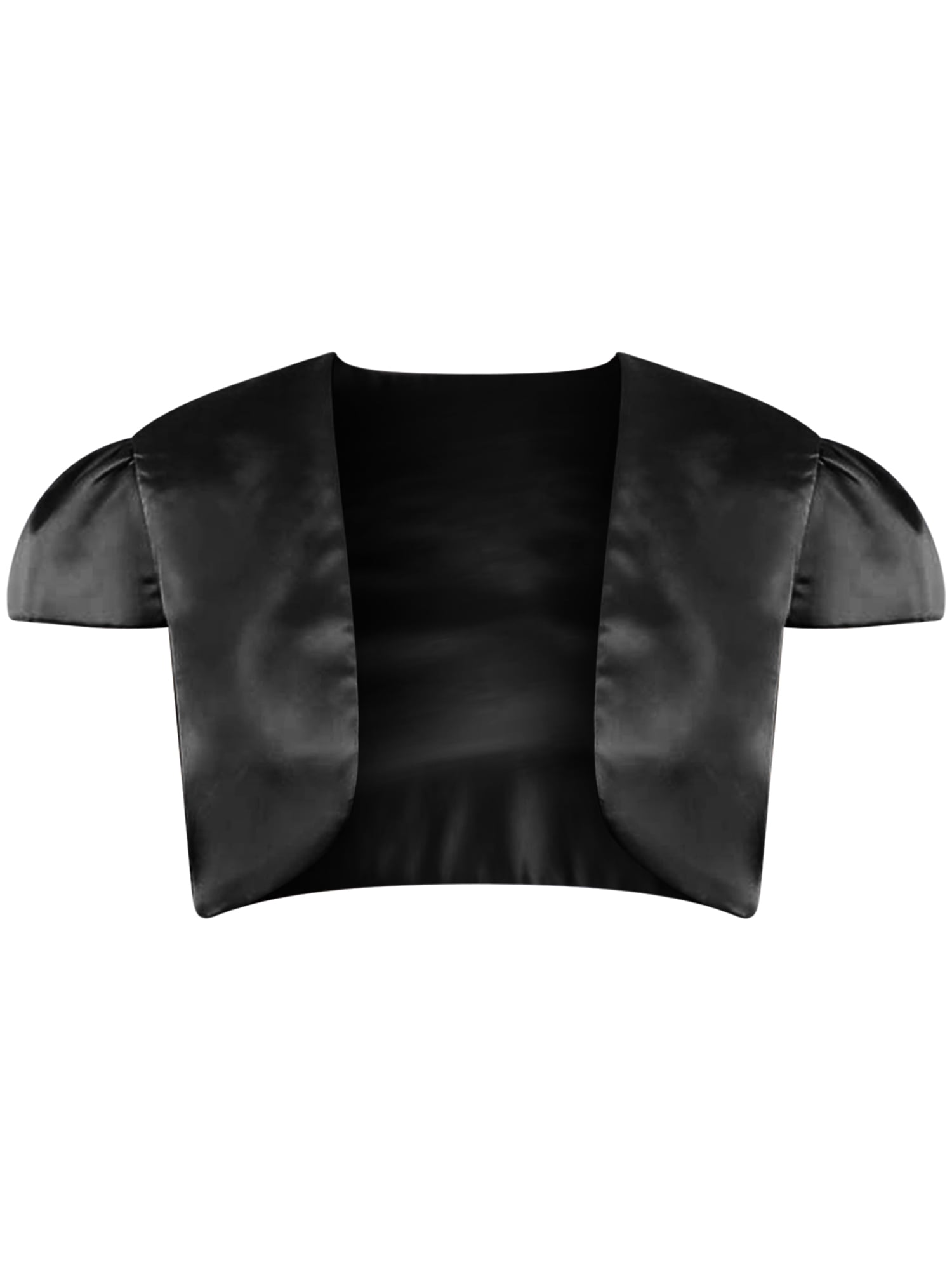 Black Short Sleeve Satin Bolero Shrug Jacket Size Small - Walmart.com