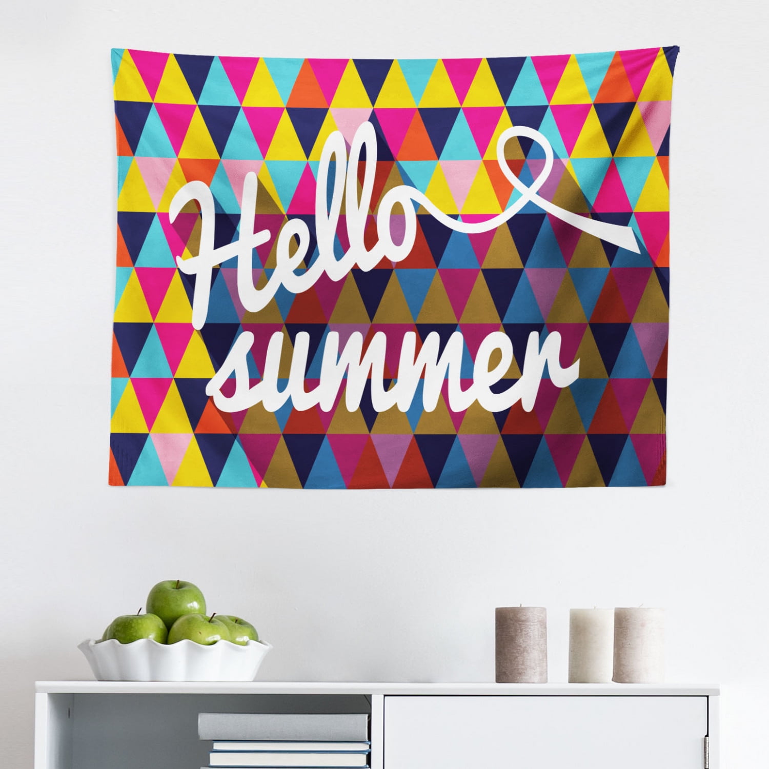 Hello Summer Tapestry, Pastel Tone Lettering with Summer Tastes ...